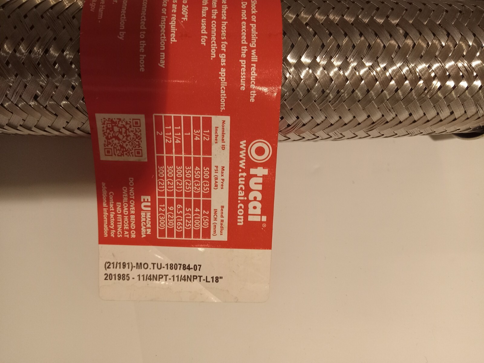 Tucai Flex Hose 2"NPT- 2"NPT-L18" 201992 TUCAI 19 DN50 MALE× MALE UNION ...