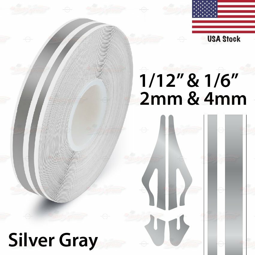 SILVER GRAY Roll Vinyl Pinstriping Pin Stripe Car Motorcycle Tape Decal ...