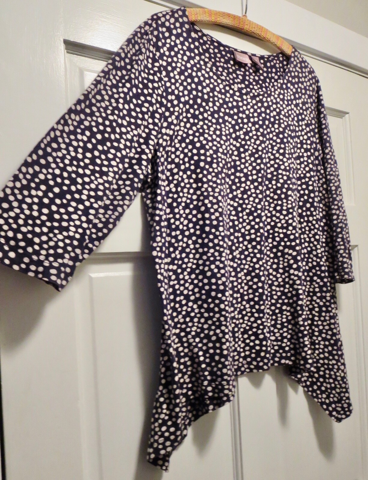 CHICO'S Cotton/Modal Navy Blue Polka Dot Pullover ShIrt Size 3 | eBay