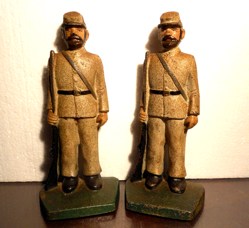 VTG / Antique Pair Of Civil war Confederate Soldiers Cast Iron Bookends ...