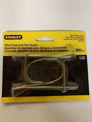(7) NEW Stanley Wire Coat and Hat Hooks in Satin Brass Tone Finish | eBay