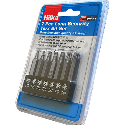 Hilka Long Security Torx Bit Set. Power Screwdriver TORX Star Security ...