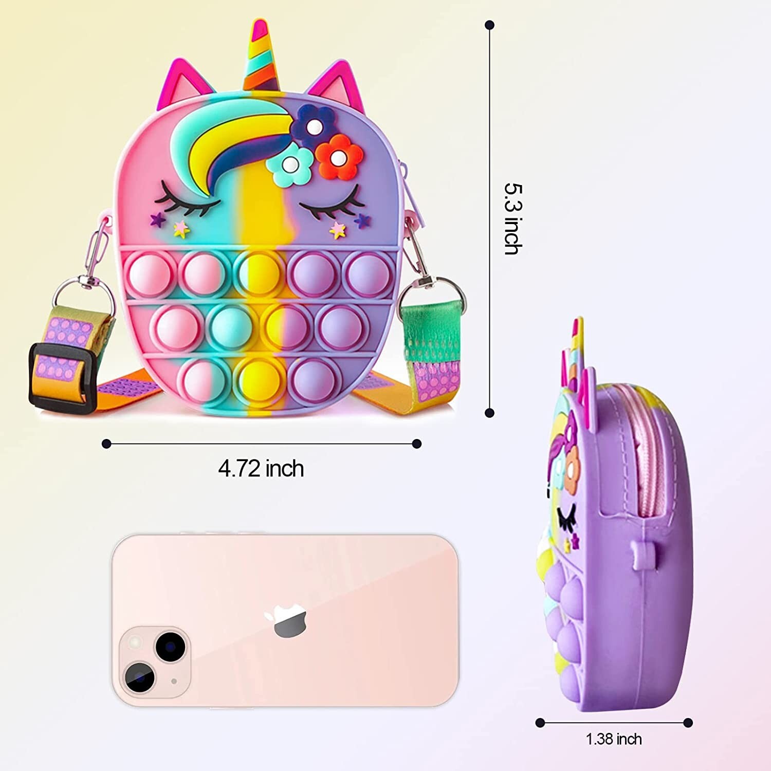 Unicorn Pop it Bag Girls and Kids, Fidget Shoulder Bag,Poppet Bag ...