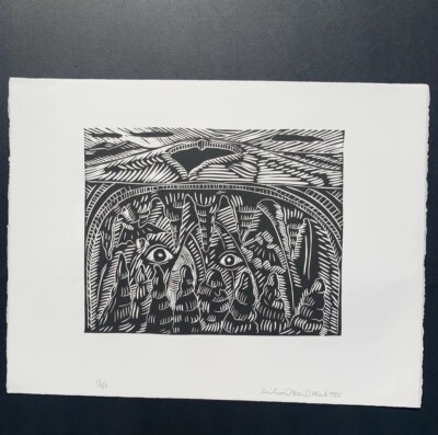 New York Texas Artist & Printmaker Richard Basil Mock Signed Linocut ...