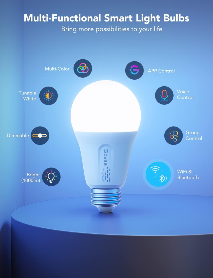 LED Smart Light Bulbs, 1000LM Color Changing Light Bulb, Wi-Fi ...