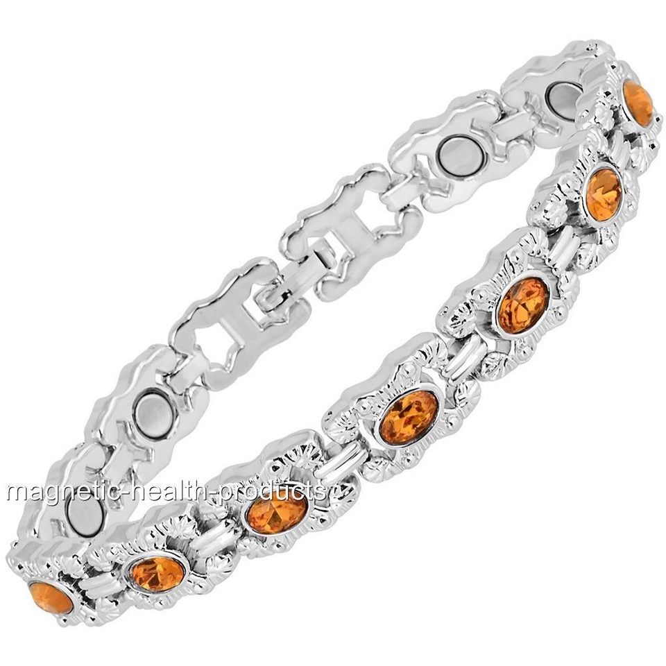 LADIES MAGNETIC HEALING BRACELET MIXED CRYSTALS BANGLE ARTHRITIS PAIN ...