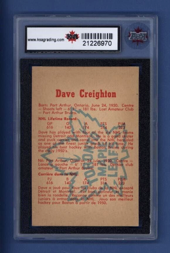 1960-61 Parkhurst #10 DAVE CREIGHTON KSA 7.5 NM+ Toronto MAPLE LEAFS | eBay