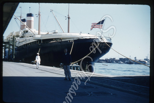 SS Independence Ship 35mm Slide 1950s Red Border Kodachrome Naples ...