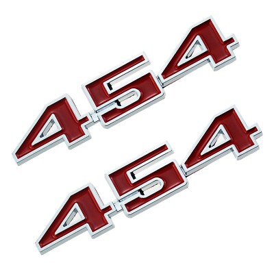 2Pc Red Chrome 1970-1974 SS 454 Chevelle El Camino 454 Fender Badges ...