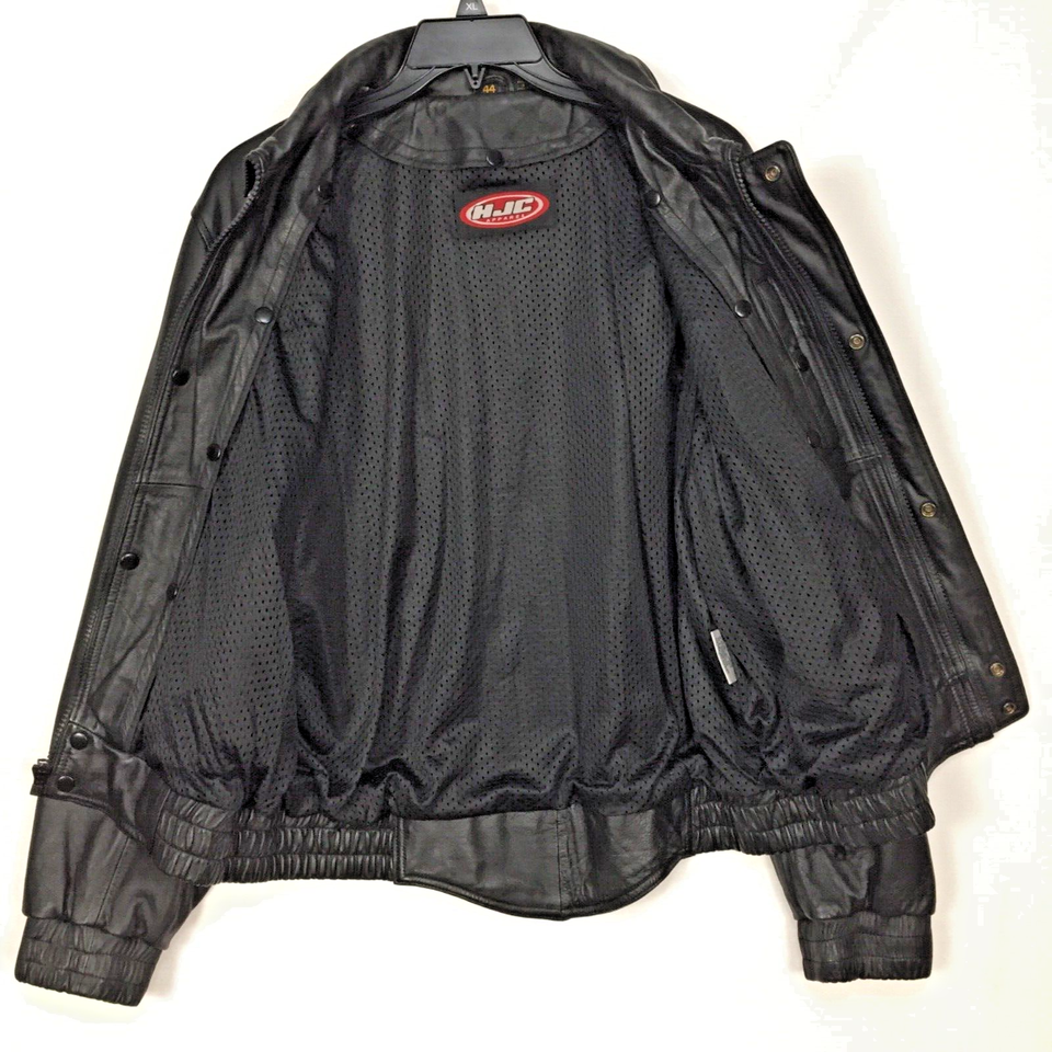 HJC Leather Motorcyle Jacket Mens 44 Black | eBay