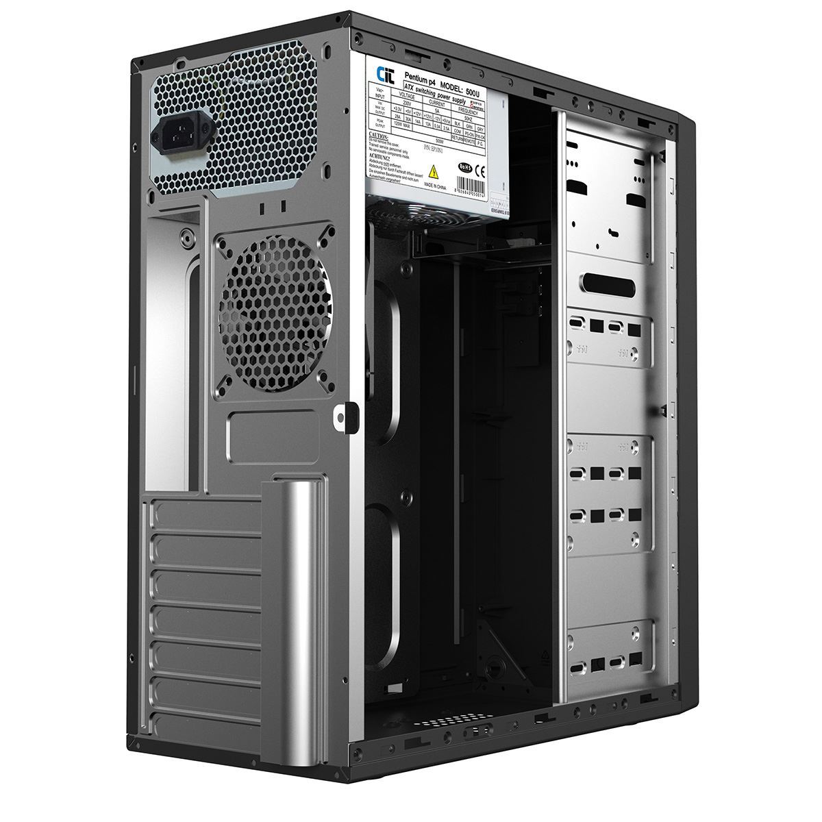 CIT Classic Black Midi ATX Computer PC Case With 500w PSU USB x4 ...