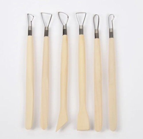 6Pcs Wood Clay Pottery Tool Ceramic Sculpting Tools Carving Ribbon Wire ...