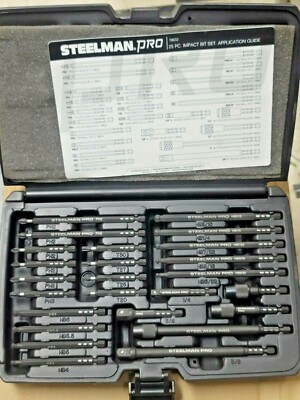 Steelman PRO 25pc Impact Bit Driver Set Screwdriver, Torx, Ball Tip Hex ...