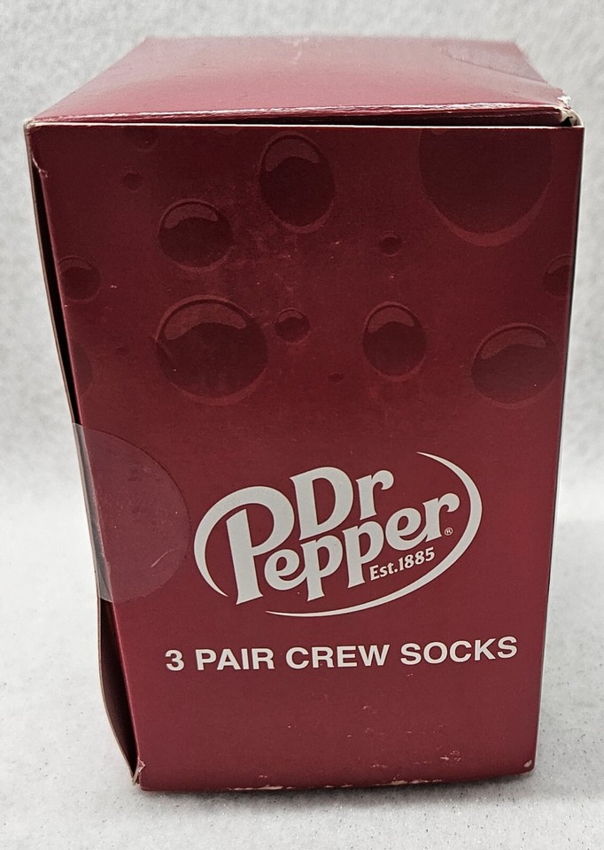 Dr. Pepper 3 Pair Men's Crew Socks Fits Shoe Size 8-12, Sock Size 10-13 ...