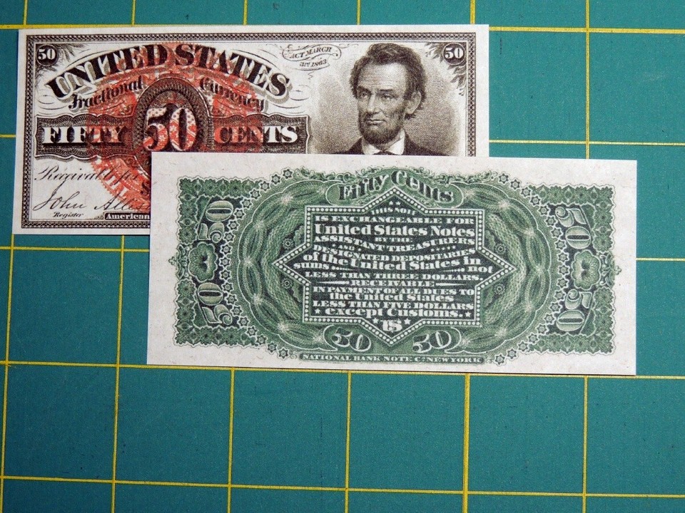 Reproduction Lincoln 50c Fractional Currency US Paper Money Currency ...