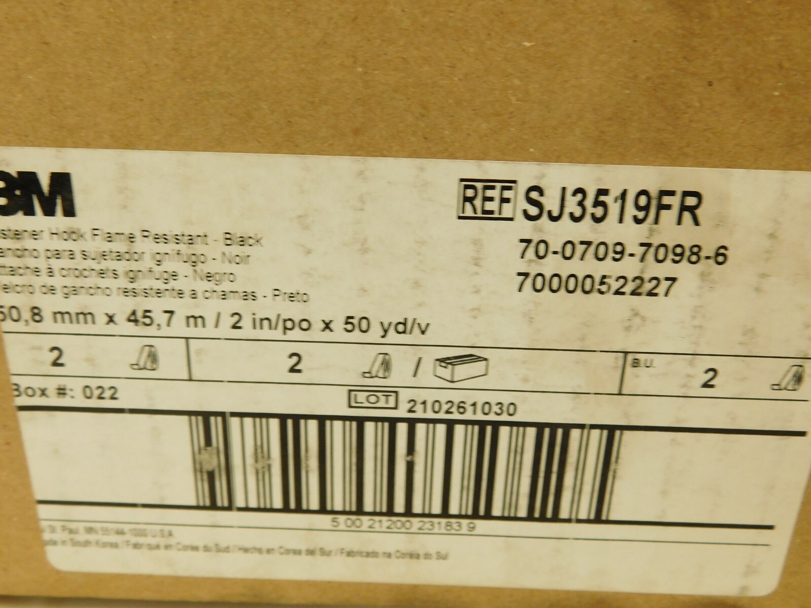 2 Rolls of 3M Black Reclosable Fastener 2" W x 50 yd SJ3519FR ...