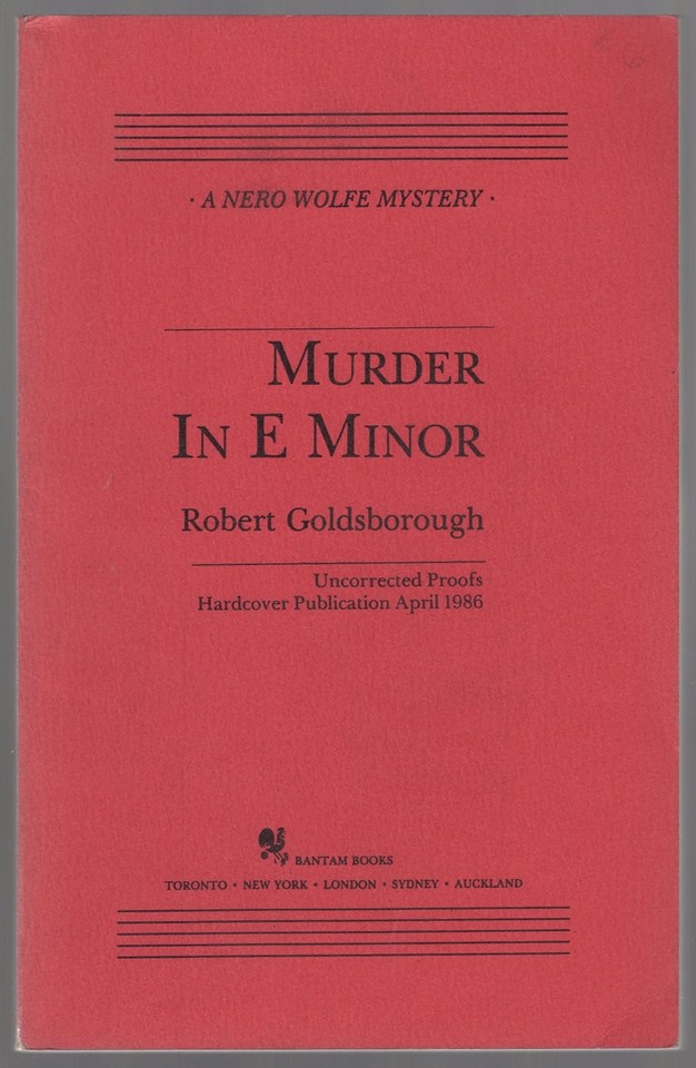 Robert GOLDSBOROUGH / Murder in E Minor Uncorrected Proof 1st 1986 | eBay