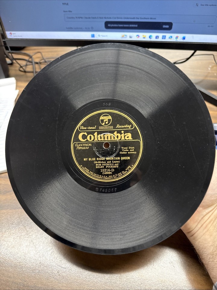 Country-78 RPM-Bob Nichols & Riley Puckett-My Blue Ridge Mountain Queen ...
