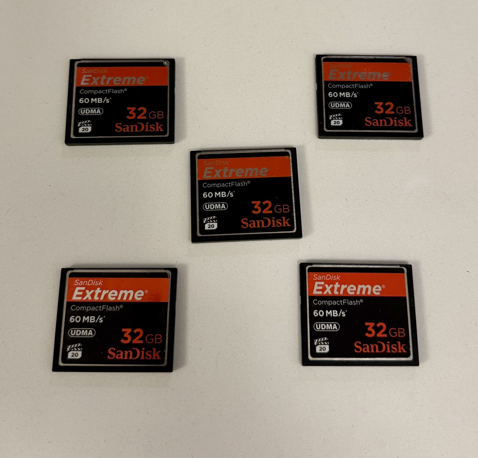 LOT OF 5 - SanDisk Extreme 32GB Compact Flash CF 60MB/s UDMA Black ...