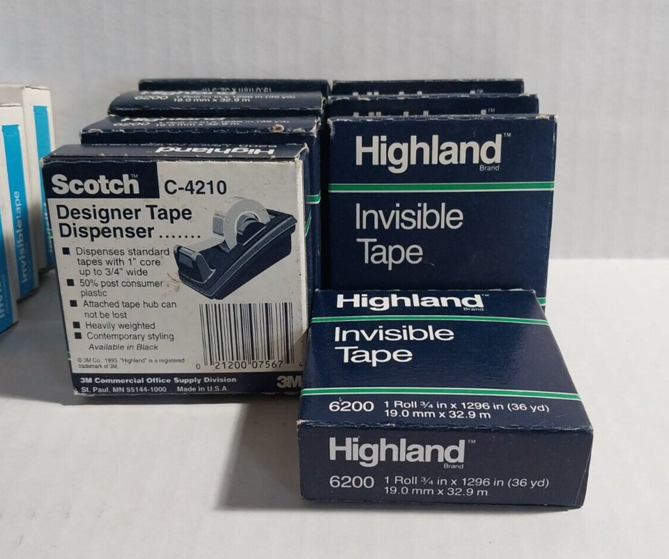 3M Highland 6200 Invisible Tape 3/4 x 1296", Lot of 8 Rolls NIB | eBay