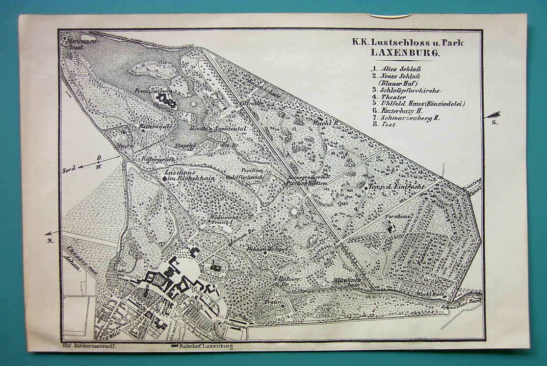 1905 MAP Baedeker - AUSTRIA Laxenburg City Park & Castle Plan | eBay