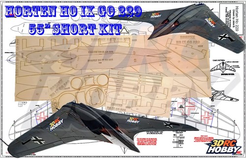 Horten HO IX GO 229 Glider 55in Span RC Airplane Laser Cut Ply Short ...