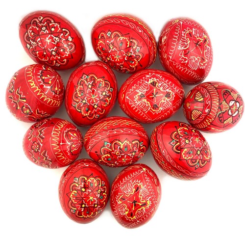 Pysanky Pisanki Hand Painted Ukrainian Wooden Easter Eggs Pack of 12 ...