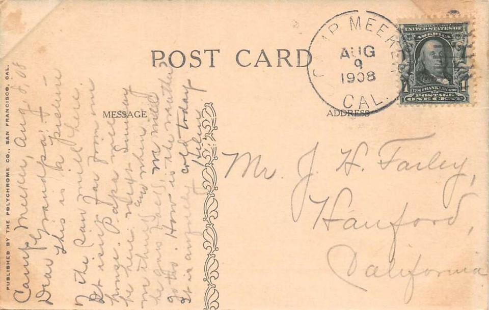 Camp Meeker California Saw Mill, B/W Lithograph, Vintage Postcard ...