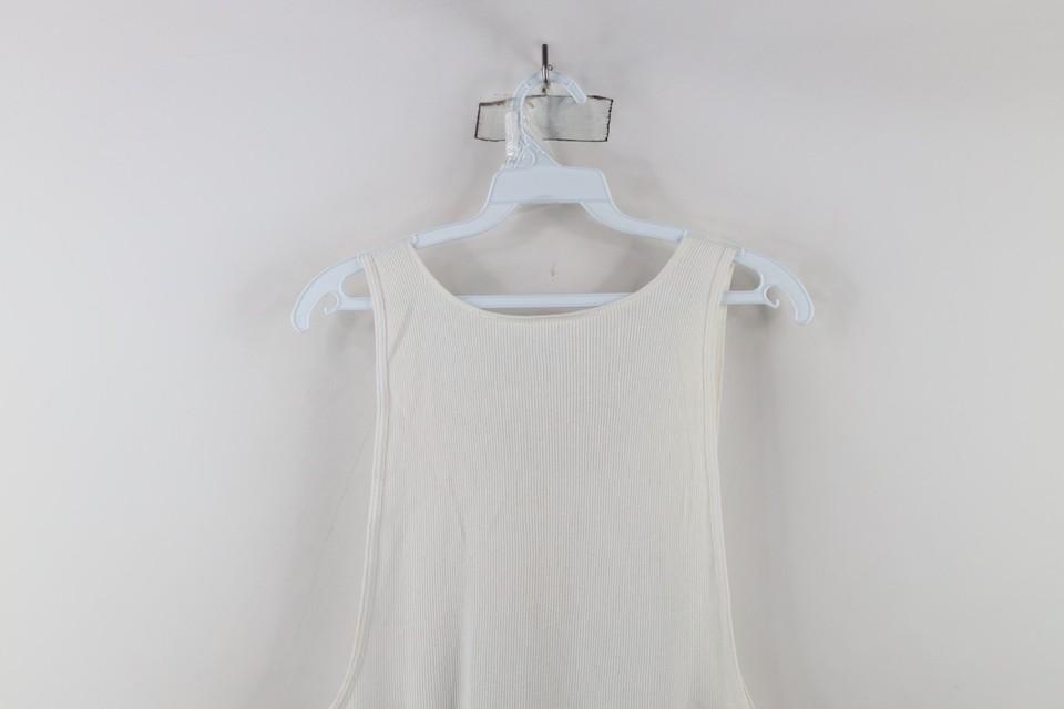 Vtg 90s Streetwear Mens 2XL Blank Ribbed Knit Wife Beater Tank Top T ...