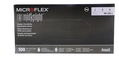 NEW - Microflex MK-296-L MidKnight Nitrile Examination Gloves - Black ...