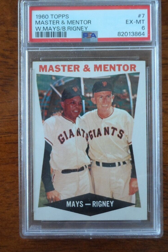 1960 TOPPS BASEBALL #7 MASTER & MENTOR WILLIE MAYS/BILL RIGNEY PSA 6 G ...