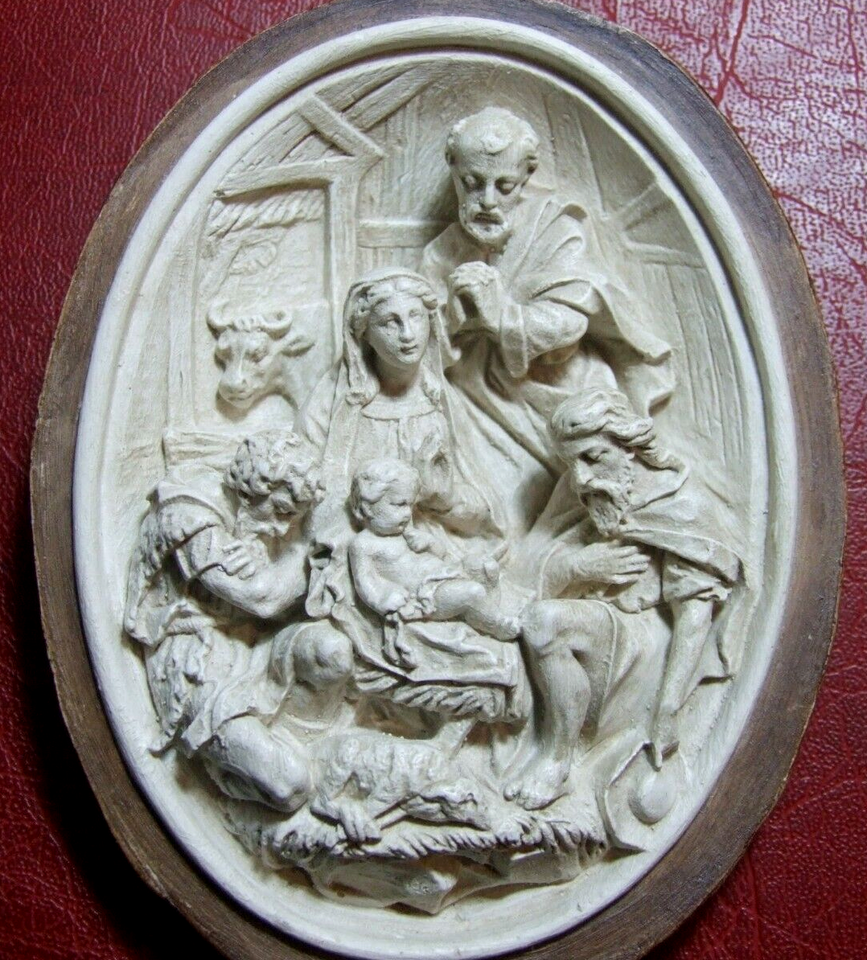 Vintage Christian the St. family in a stable 3D plaster icon | eBay ...