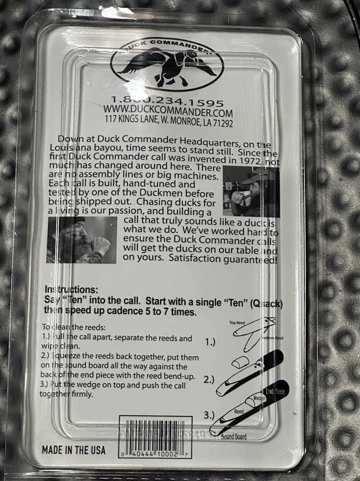 Duck Commander Classic Vintage Commander Double Reed Duck Call Made in ...