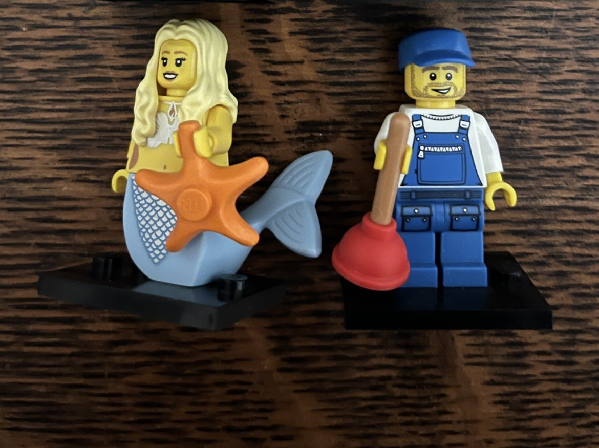 LEGO Collectible Minifigures Series 9 Lot of 2 Plumber & Mermaid (71000 ...