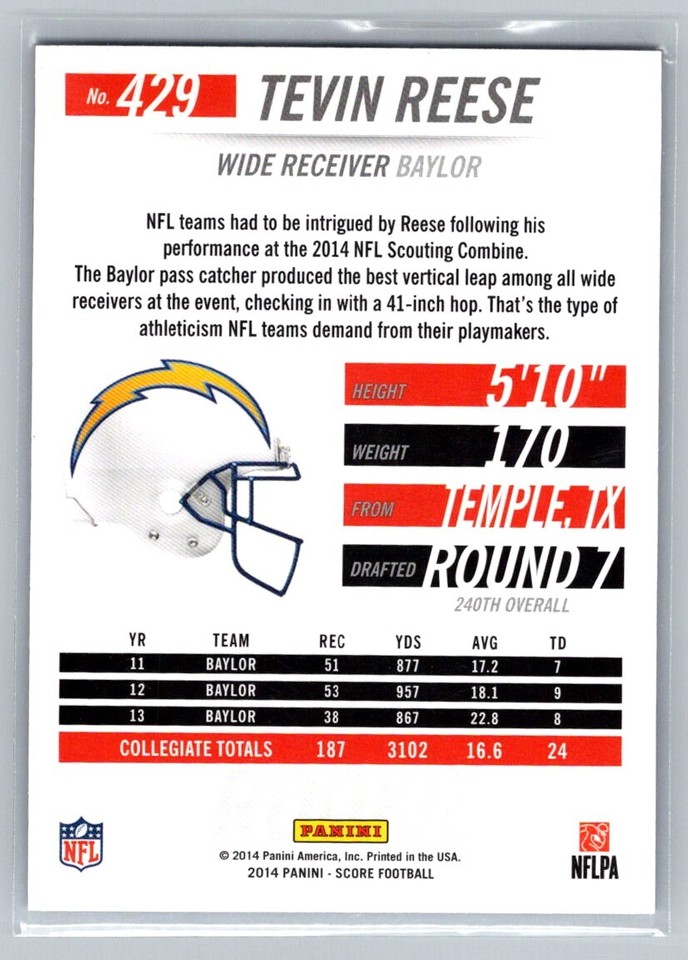 2014 Panini Hot Rookies Showcase Tevin Reese 61/79 Cincinnati Bengals ...