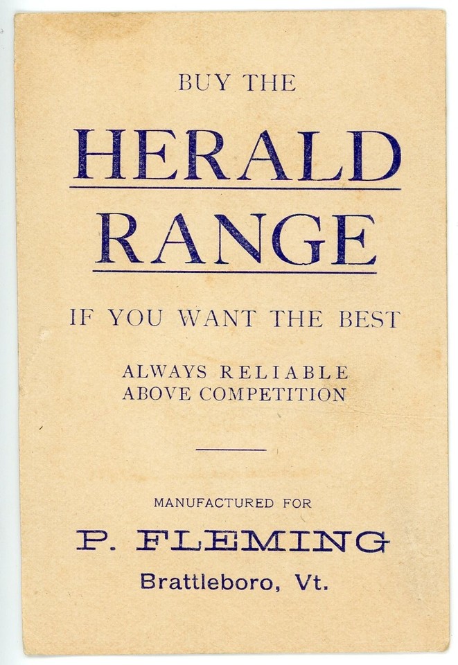 Victorian Trade Card Herald Range P Fleming Brattleboro, VT Girl ...