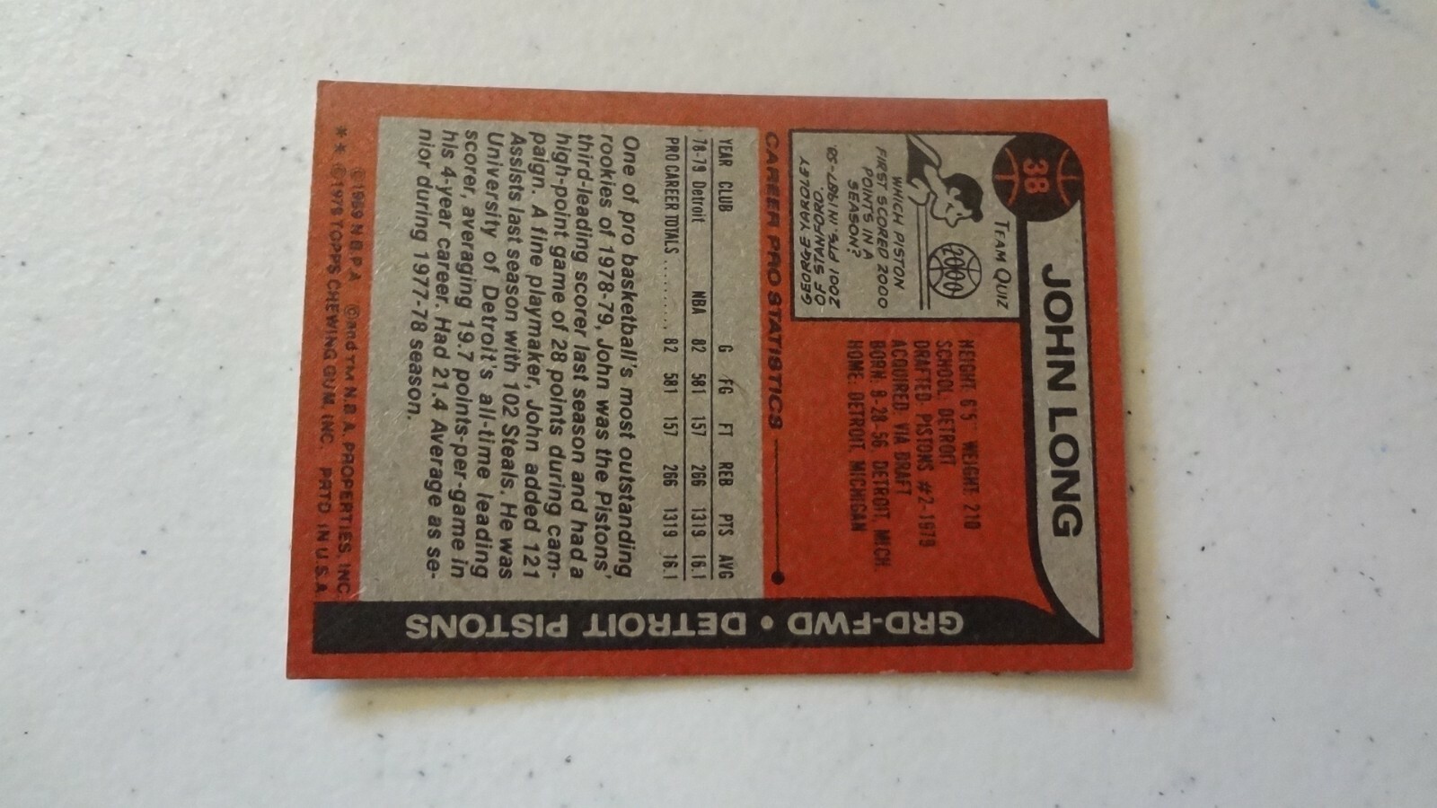 1979-80 TOPPS # 38 JOHN LONG BASKETBALL CARD | eBay