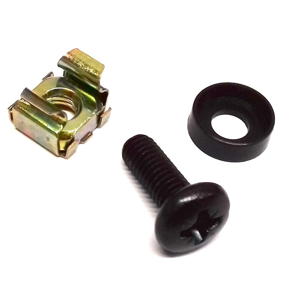 PACK OF 50 BLACK HIFI AUDIO RACK MOUNT M6 CAGE NUTS BOLTS WASHERS FOR ...