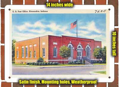 Metal Sign - Indiana Postcard - U. S. Post Office, Alexandria, Indiana ...
