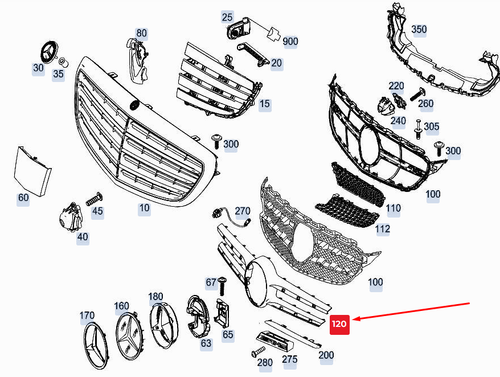 MERCEDES-BENZ C Coupe C205 Radiator Grille Frame A2058881100 NEW ...