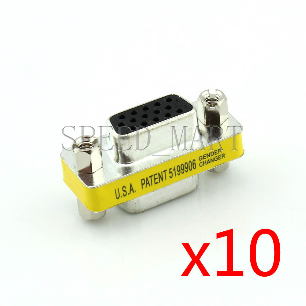 10 X 15 Pins HD VGA KVM SVGA DB15 Female to Female Serial Cable Coupler ...