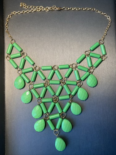 Vintage Necklace Estate Jewelry Green Lucite Teardrop Fringe Mod ...