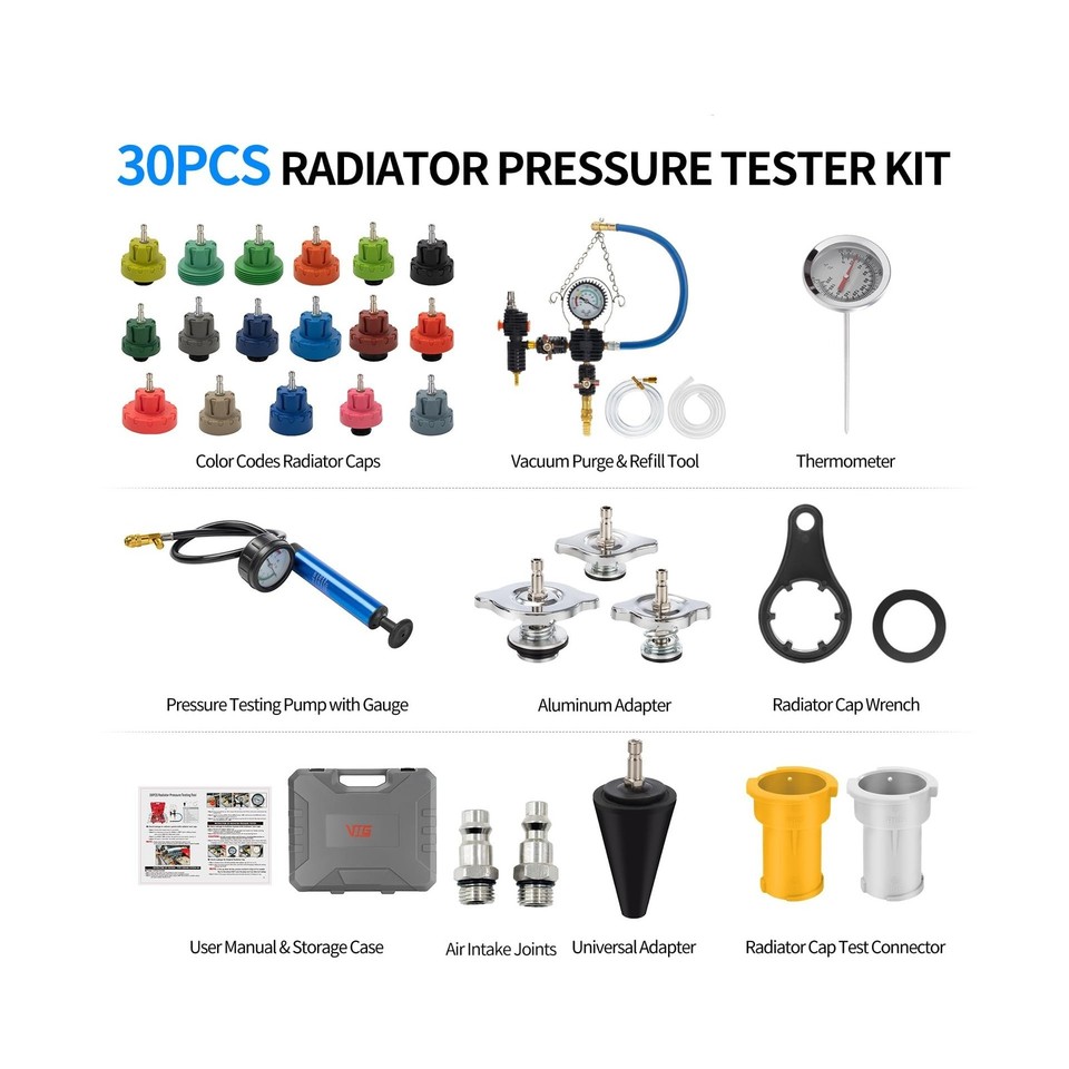 30PCS Coolant Pressure Tester & Vacuum Refill Kit,Radiator Pump ...