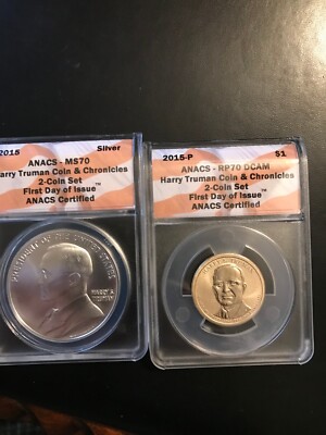 2015 Truman Coin Chronicles Set ANACS RP70 MS70 Reverse Proof/Silver ...