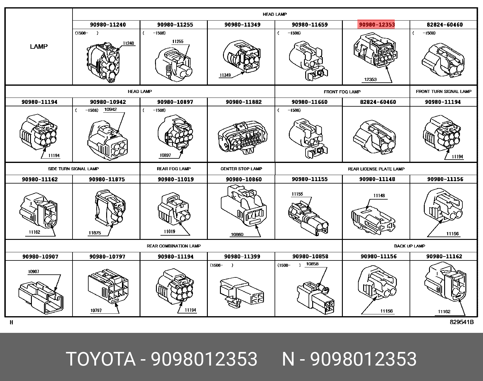 Genuine OE housing connector, 9098012353 for TOYOTA 90980-12353 | eBay