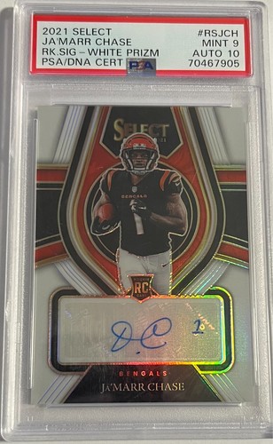 JaMarr Chase - 2024 Select Rookie Signature - White Prizm 10/35 - PSA 9 ...