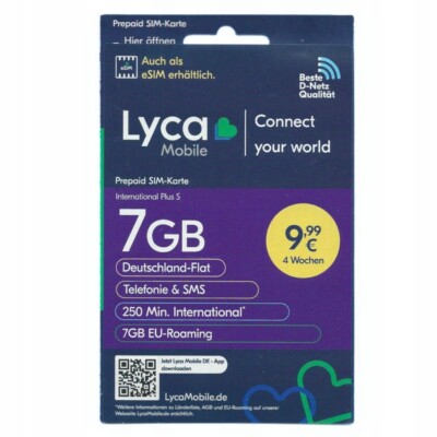 Lycamobile DE SIM Karte Internet International Plus S 11GB 7GB EU | eBay.de