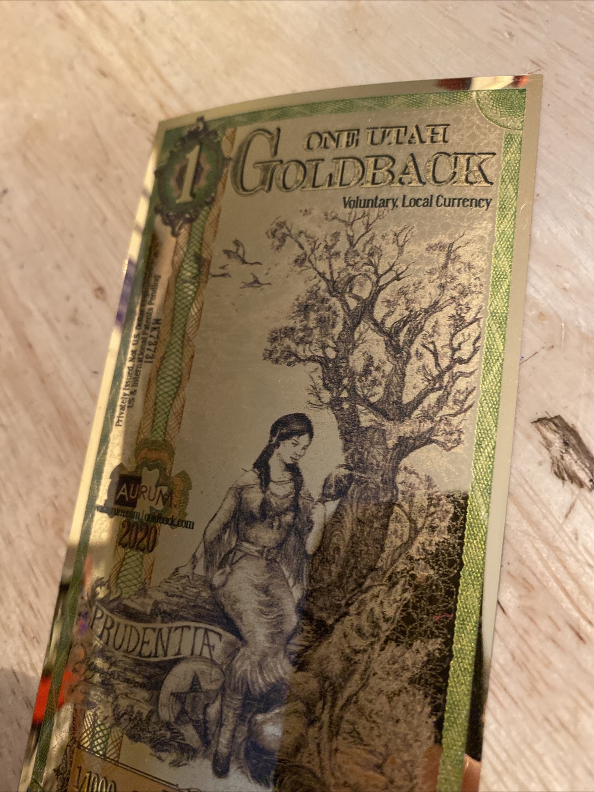 Utah Goldback 1/1000th Gold Troy Ounce Oz. Aurum Collector Currency AU ...