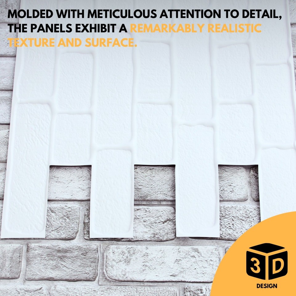 Stone Brick Effect PVC Plastic Wall Covering Panels Decorative Cladding ...