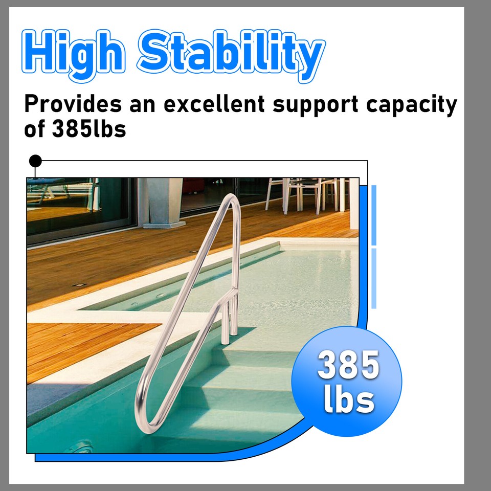 Pool Handrail Cross Braced Deck Mounted Step Stair Rail Stainless steel ...